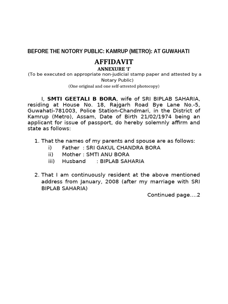 Affidavit of Geetali B Bora | PDF | Affidavit | Justice