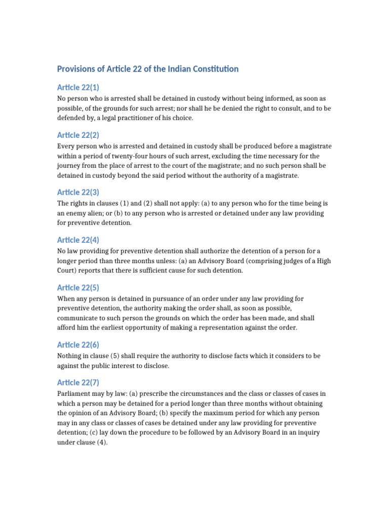 Article 22 Provisions | PDF