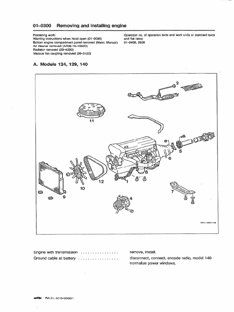 W124 m104 Engine Removal | PDF