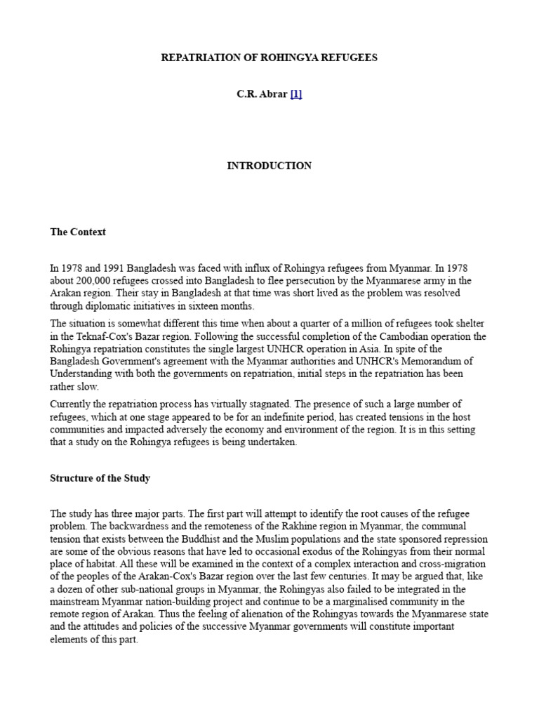 Abrar-NM-Repatriation of Rohingya Refugees-En | PDF | Rohingya People ...