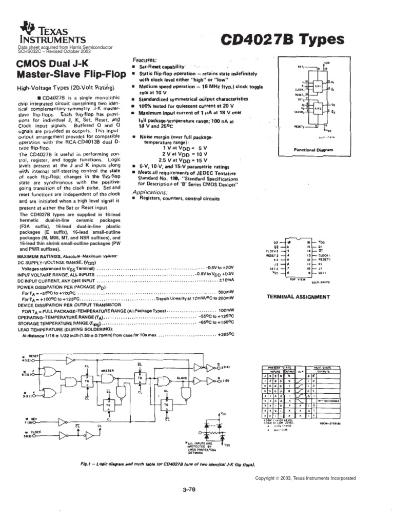 Datasheet 4070 Cmos Flip-flop | Electronics | Technology