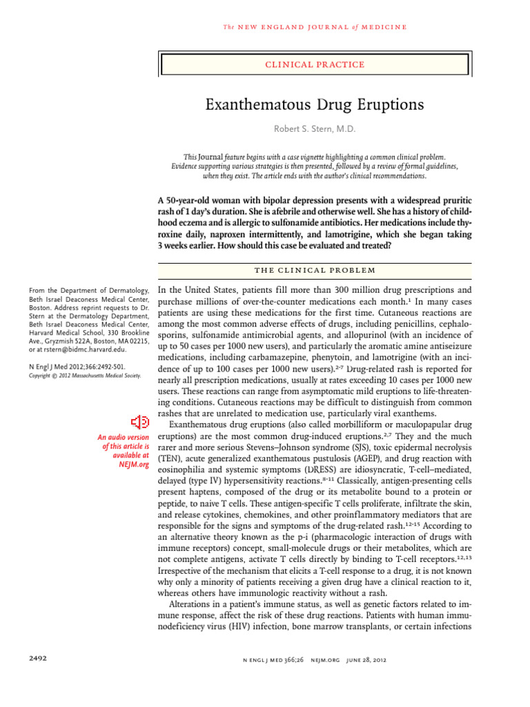 Exanthematous Drug Eruptions New England | PDF | Human Diseases And ...