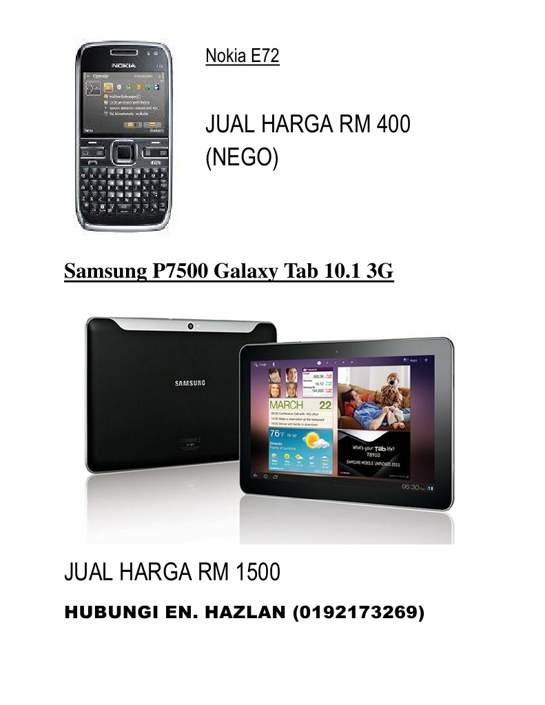 Jual Harga RM 400 (NEGO) : Samsung P7500 Galaxy Tab 10.1 3G | PDF