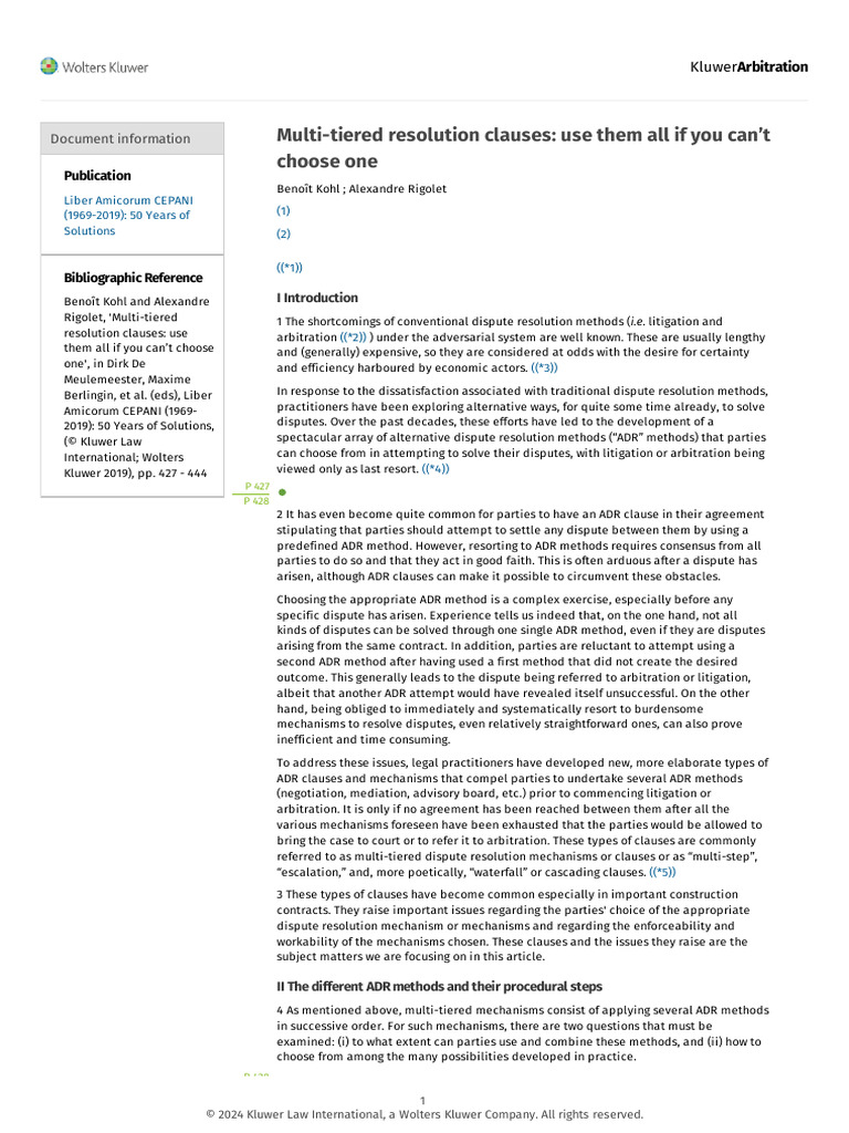 Kohl & Rigolet - Multi-tiered resolution clauses. Use them all if you ...