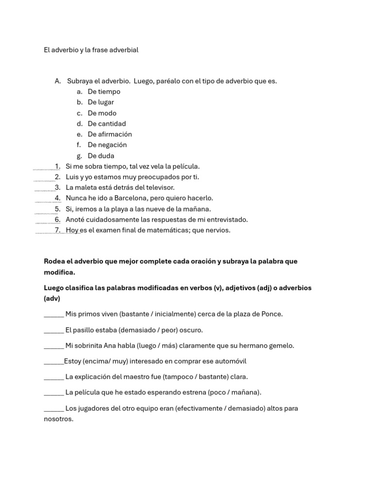 Examen Final Espanol | PDF