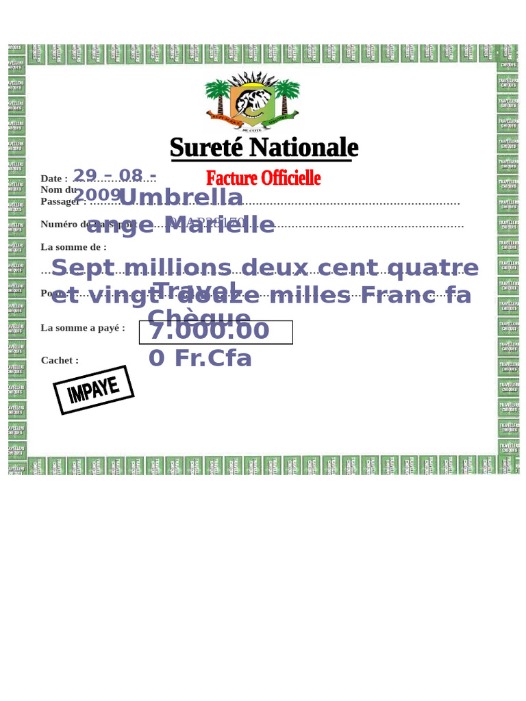 Travel Chèque | PDF