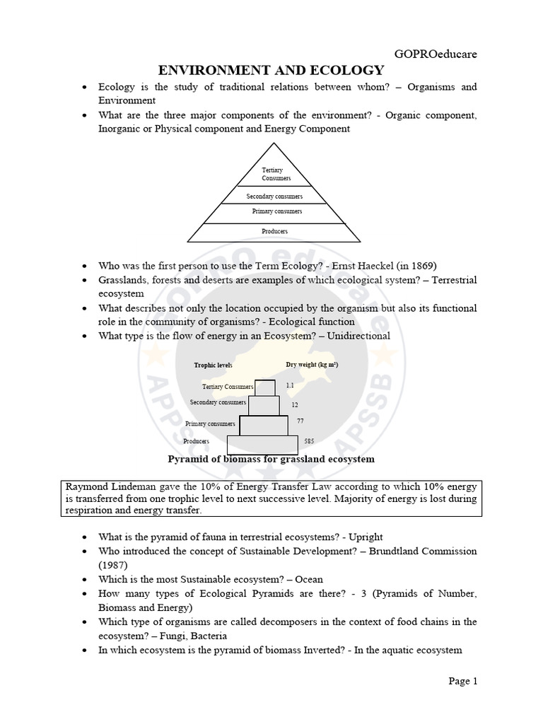 Environment and Ecology NOTES | PDF | Ecosystem | Climate Change