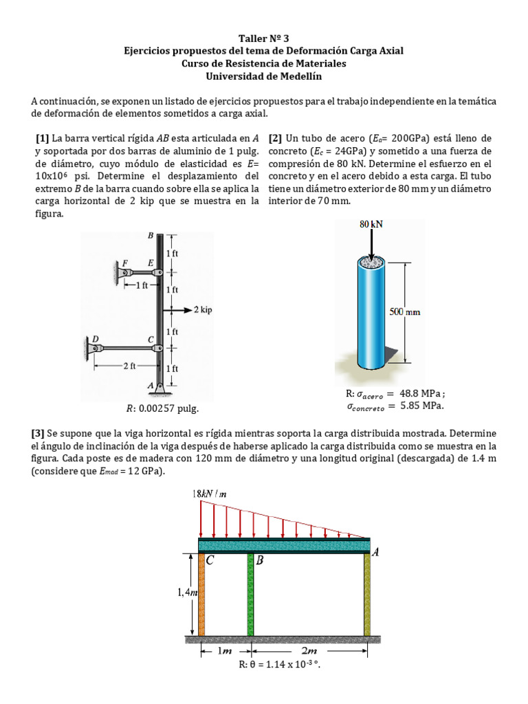Ejercicios de Deformación por Carga Axial | PDF | Viga (Estructura ...
