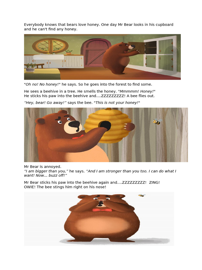 Nour The Bear and The Bee Story and Question | PDF