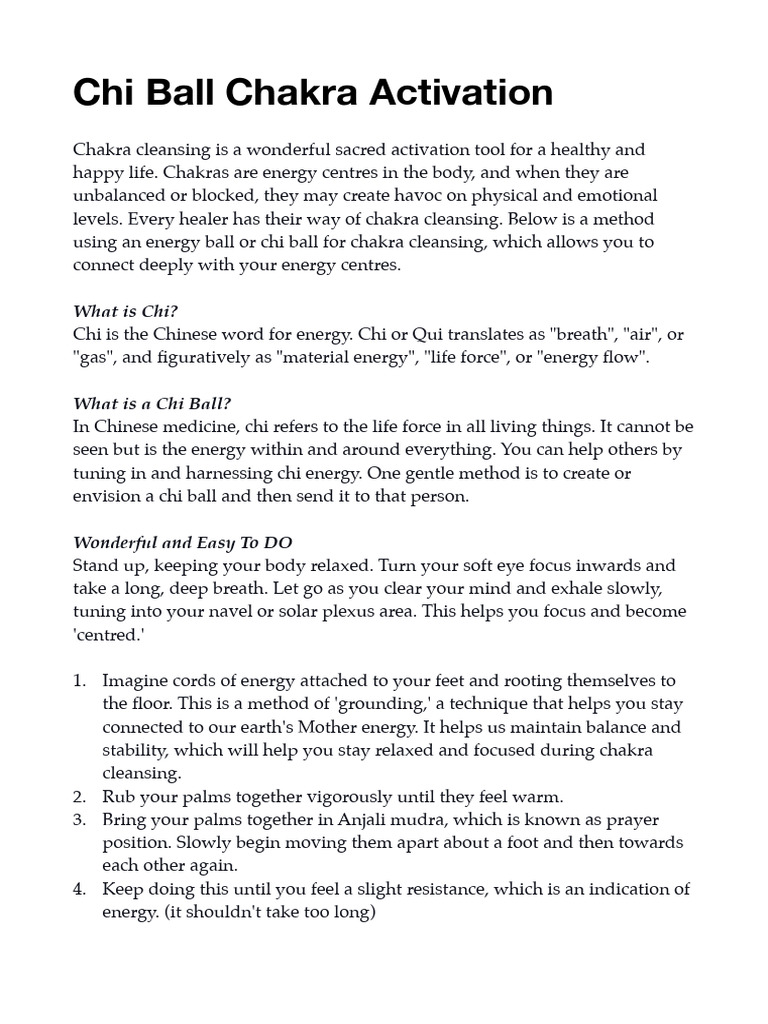 Chi Ball Techniques for Chakra Cleansing | PDF | Chakra | Tantra