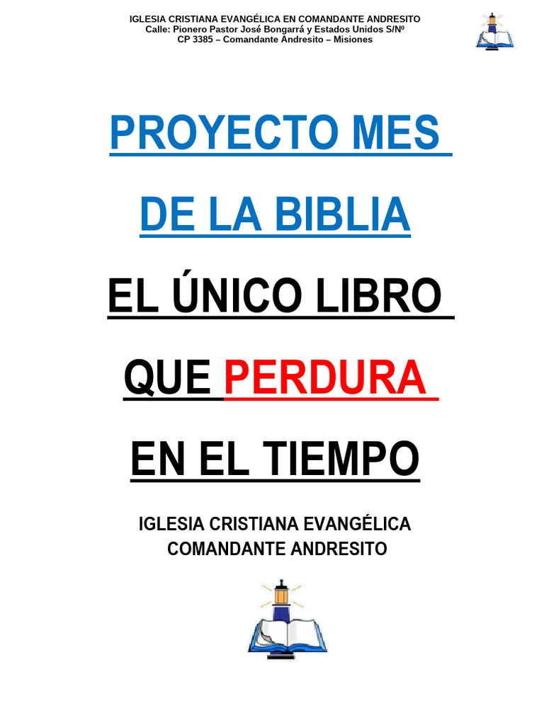 Proyecto Mes de La Biblia 2024 Iglesia Final | PDF | Biblia | Iglesia ...