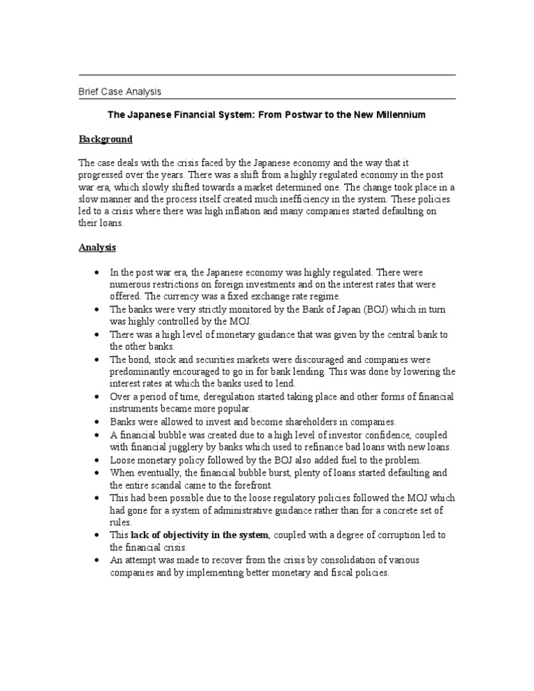 The Japanese Financial System Brief | PDF