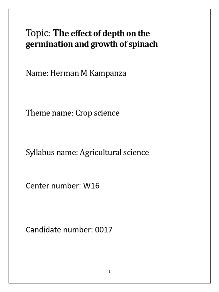 Spinach Growth: Impact of Planting Depth | PDF | Seedling | Germination