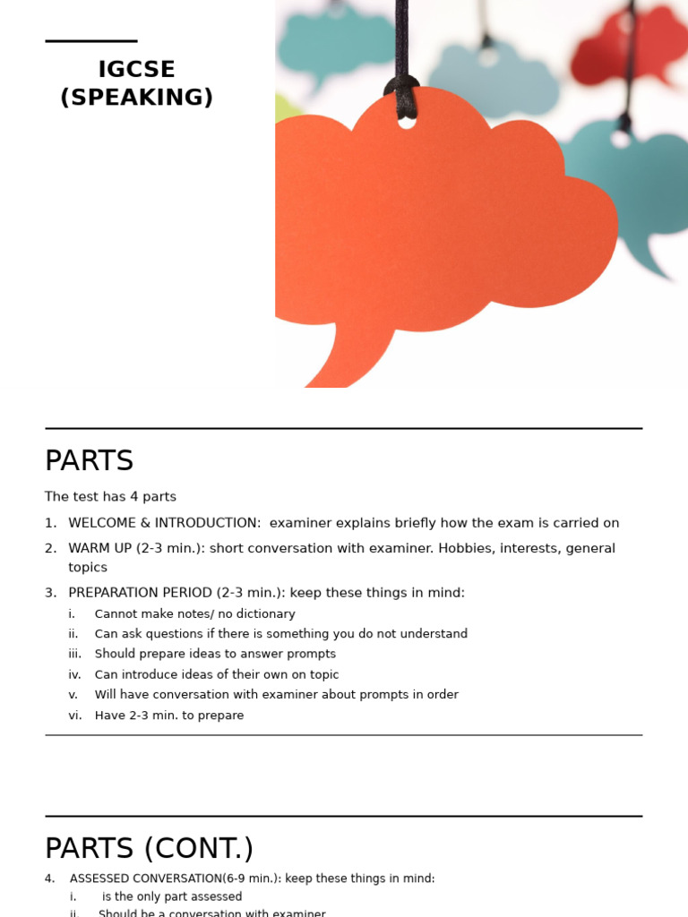 IGCSE Speaking Test Guide | PDF