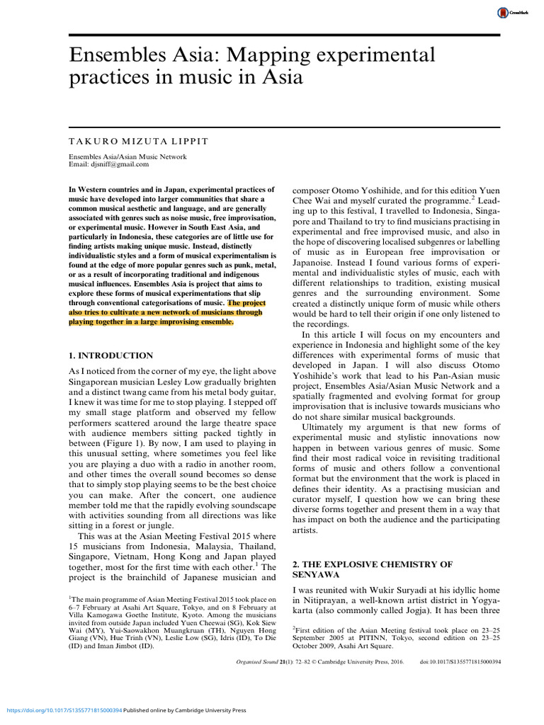 Experimental Music Practices in Asia | PDF | Musicology