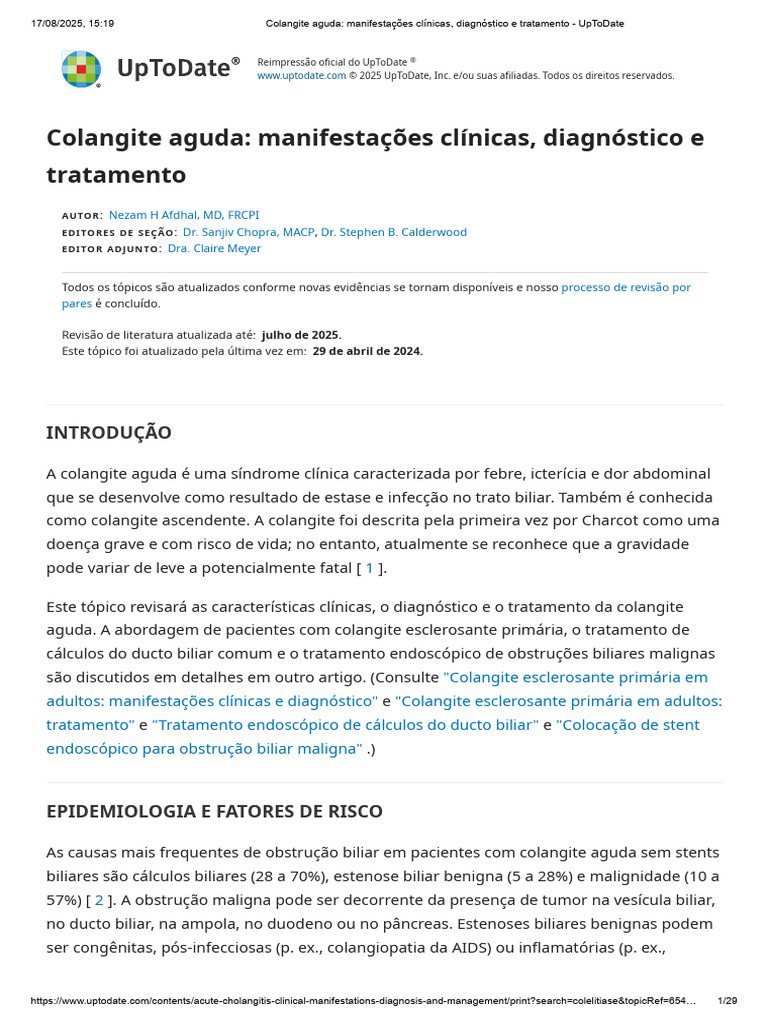 Colangite Aguda - Manifestações Clínicas, Diagnóstico e Tratamento ...