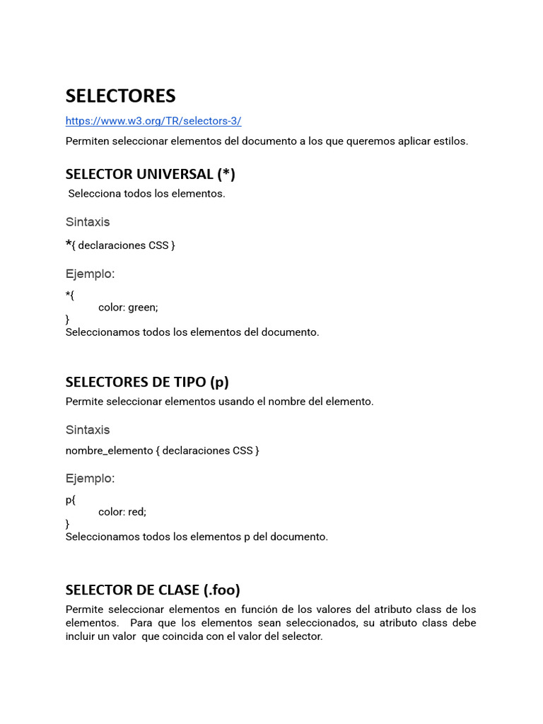 Introducción a Selectores CSS | PDF | Informática | Hojas de estilo en ...