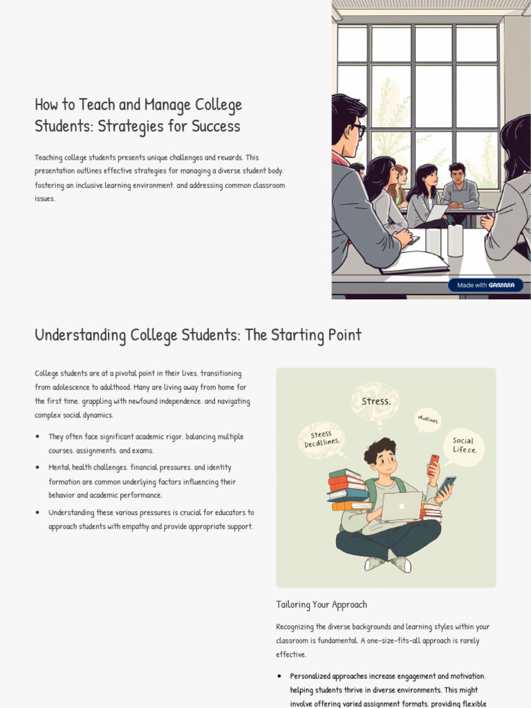 How To Teach and Manage College Students Strategies For Success | PDF | Learning | Classroom ...