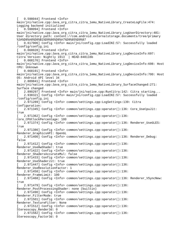 Citra Log | PDF | System Software | Computing Platforms