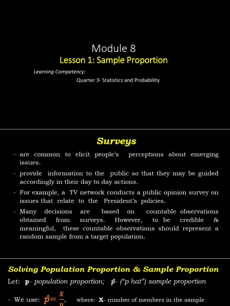Sample Proportion and Confidence Intervals | PDF | Estimator | Sampling ...