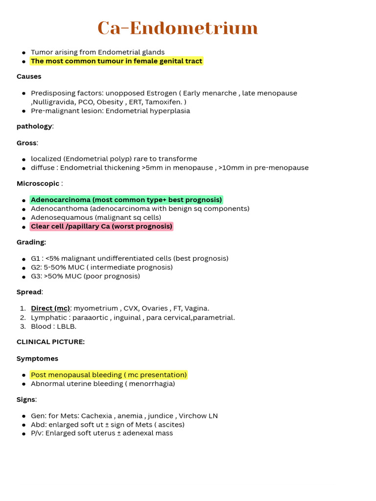 CA Endometrium:Cvx | PDF | Medical Specialties | Diseases And Disorders