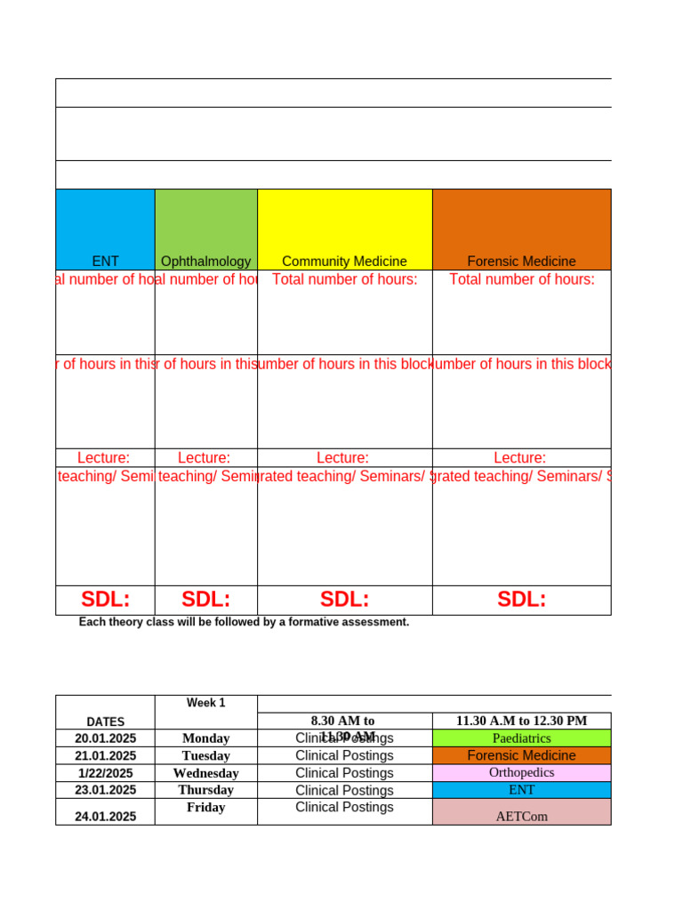 2nd Year MBBS Clinical Posting Schedule | PDF | Medicine | Health Care