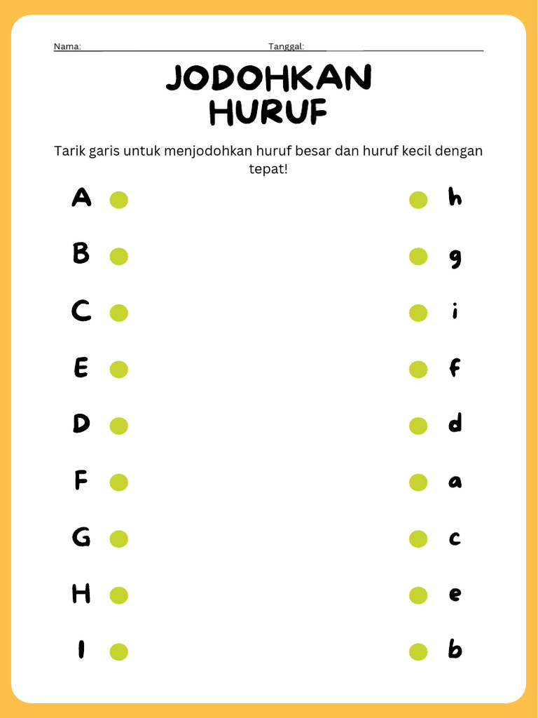 Worksheet Menjodohkan Huruf Besar Dengan Huruf Kecil | PDF