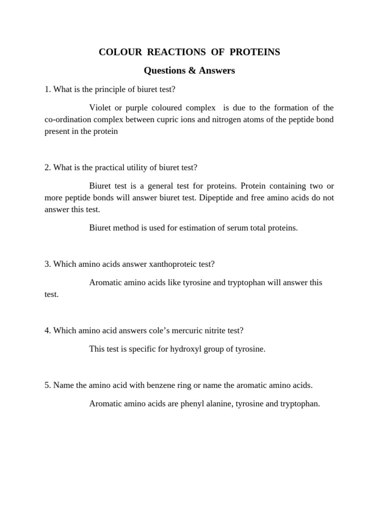 Protein Colour Reactions Explained | PDF