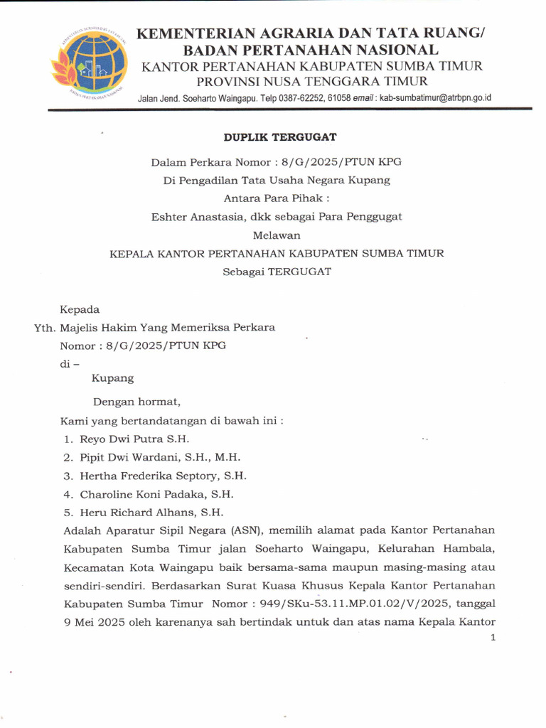 Duplik Tergugat | PDF