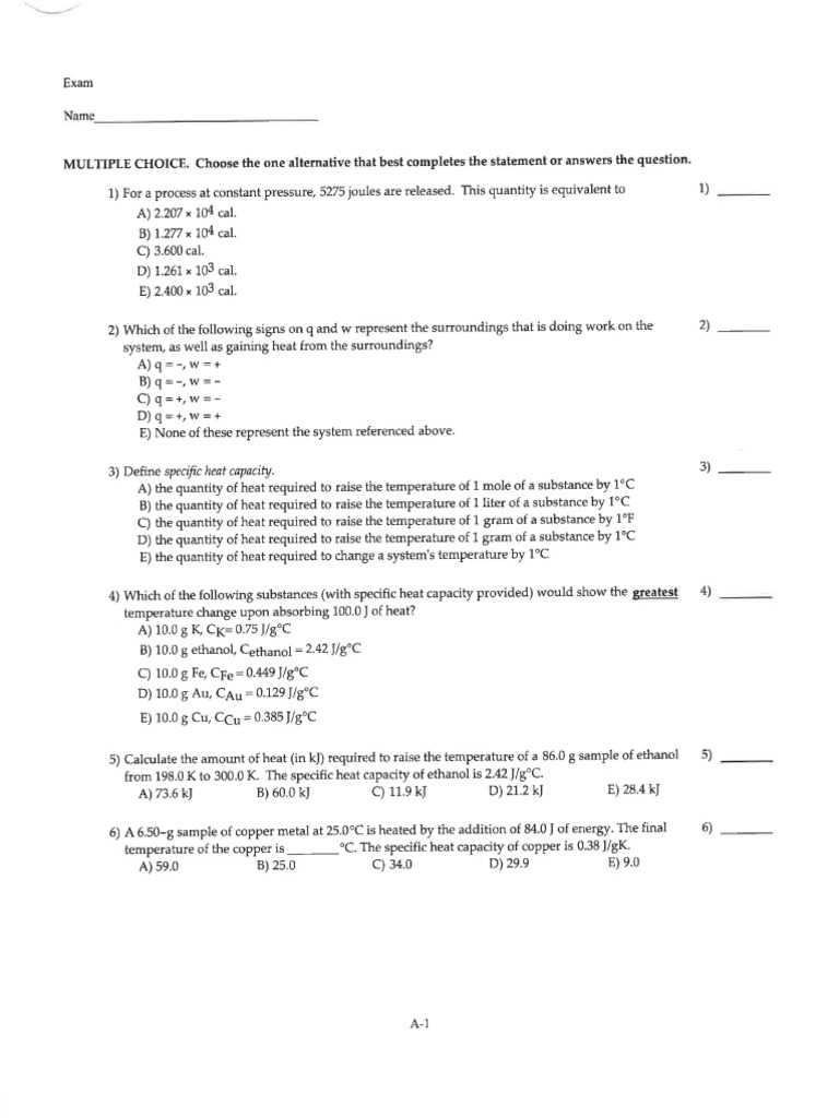 CHEM 1A Exam 3 F23 Practice Exam | PDF