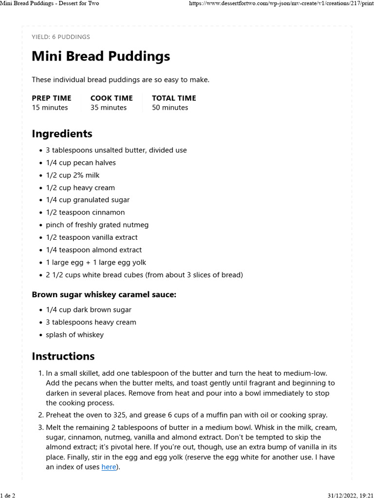 Easy Mini Bread Pudding Recipe | PDF | Breads | Pudding