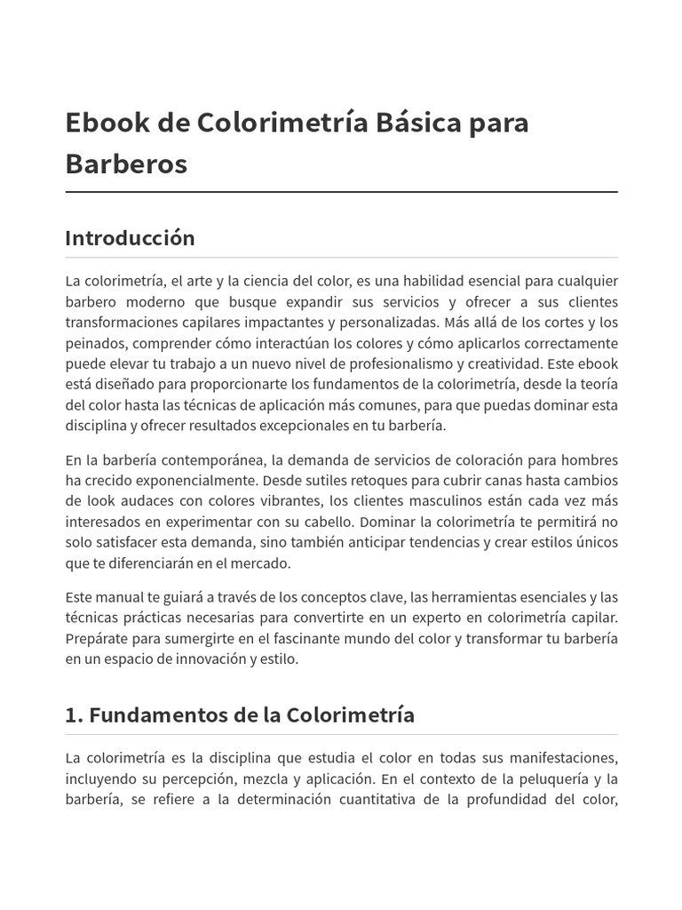 Colorimetría Esencial para Barberos | PDF | Color | Matiz