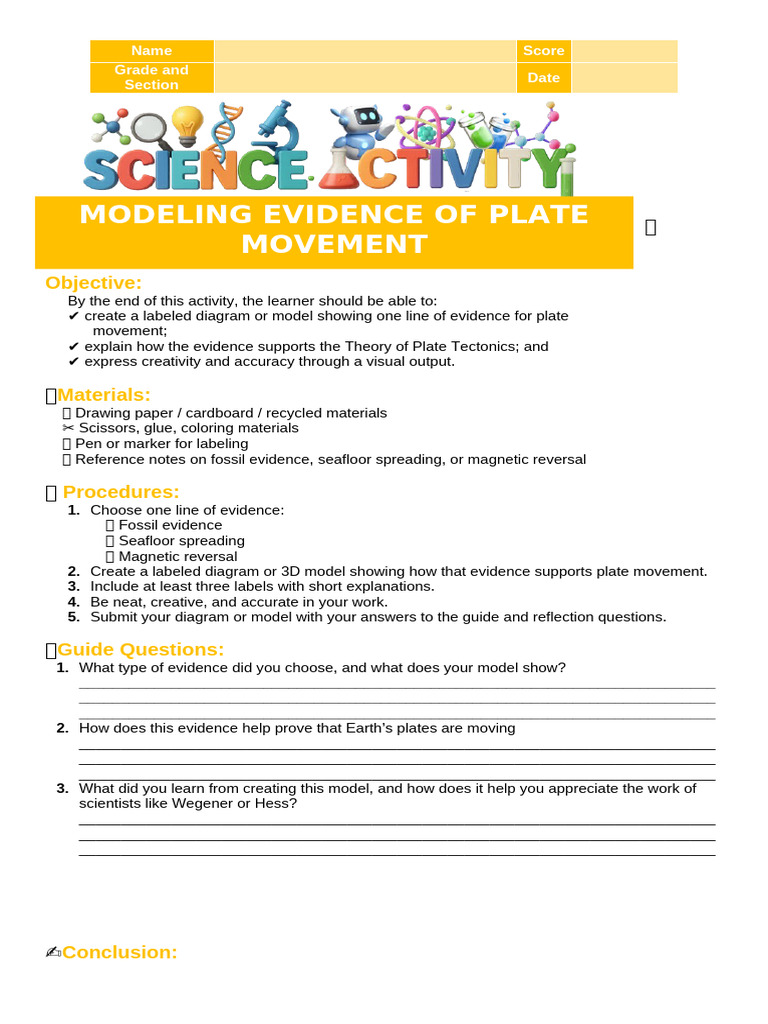 Plate Tectonics Evidence Project Guide | PDF | Plate Tectonics | Earth ...