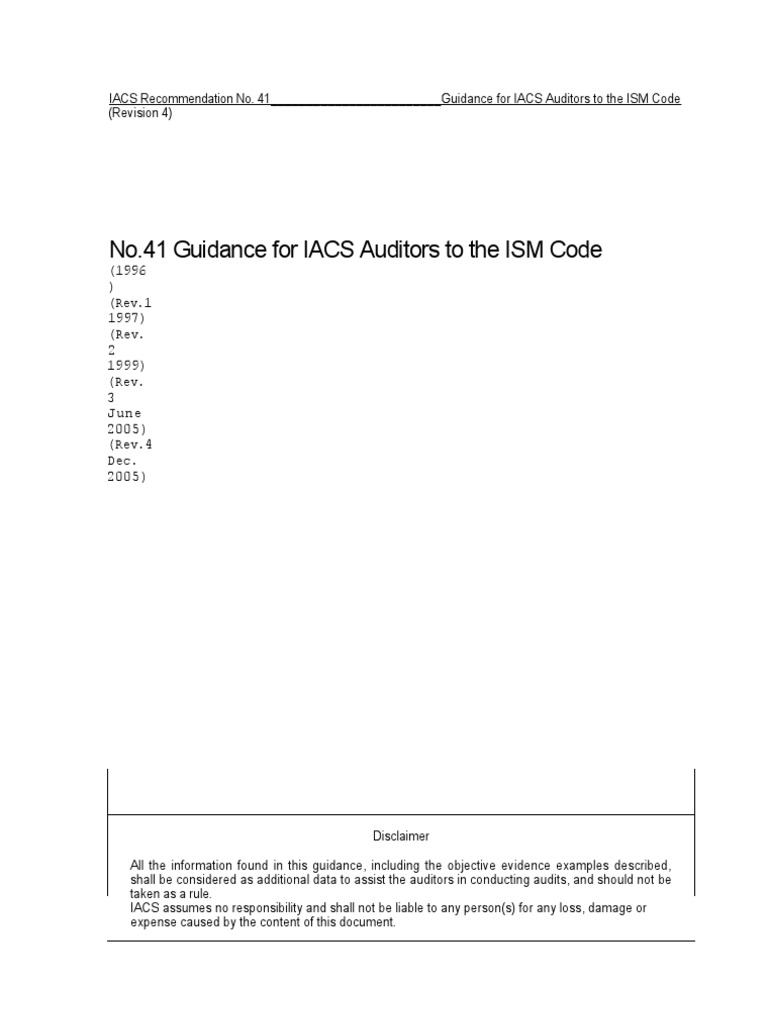 ISM Auditor Guide | PDF | Audit | Sea Captain