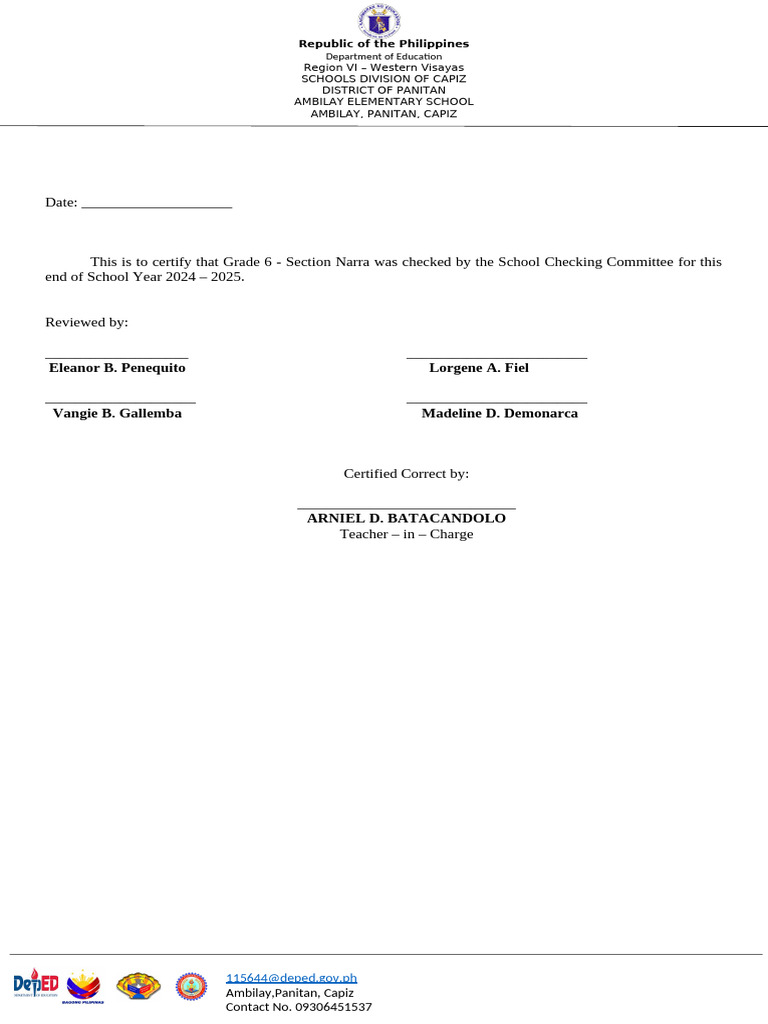 Certification For Checking | PDF