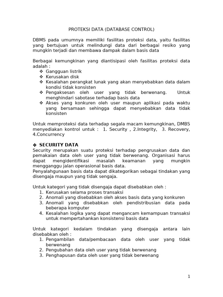 Proteksi Basis Data | PDF