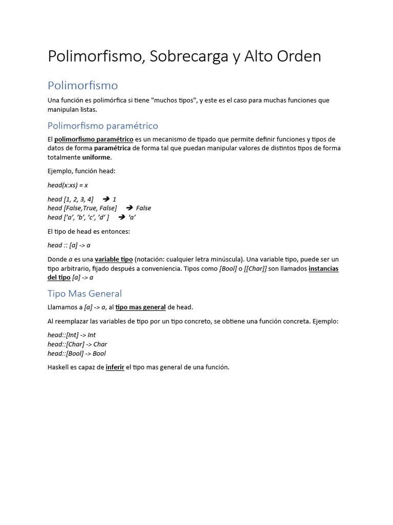 Polimorfismo, Sobrecarga y Alto Orden | PDF | Función (Matemáticas ...