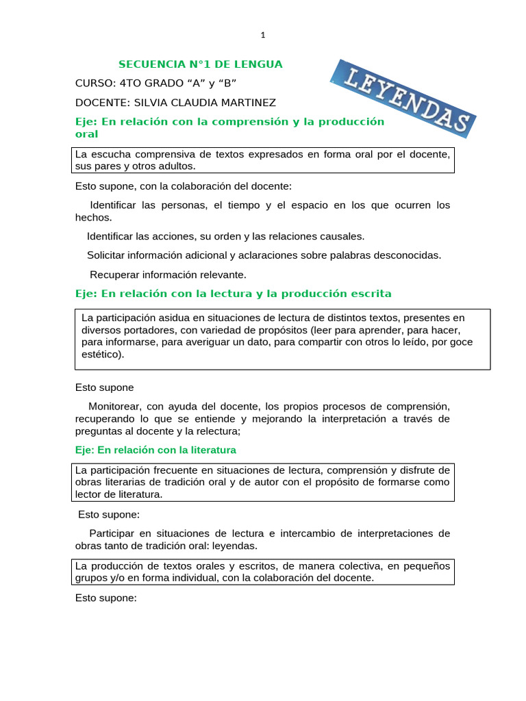 Secuencia Didáctica de Lengua 4to Grado | PDF | Narración