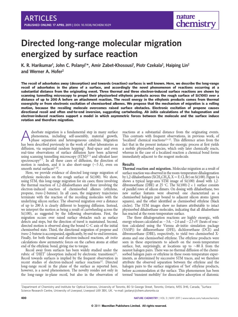 Directed Long-Range Molecular Migration | PDF | Scanning Tunneling ...