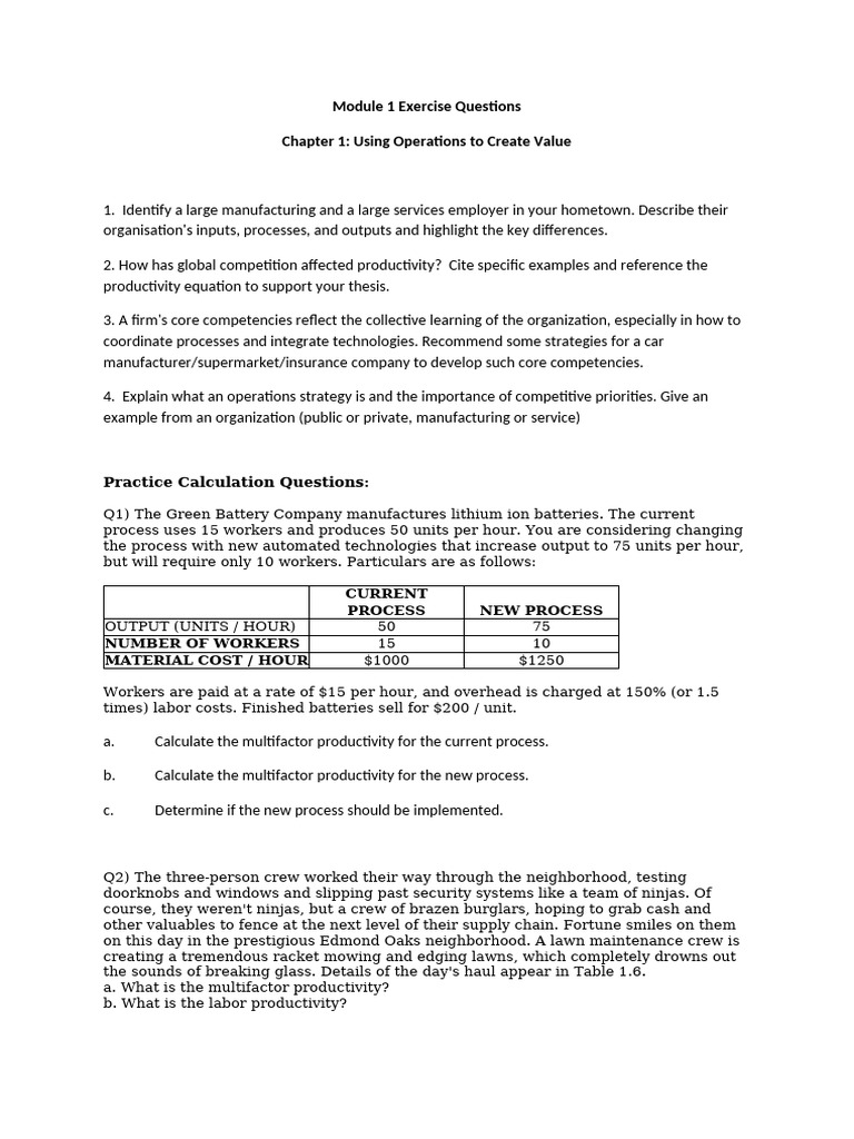 Module1 Exercise Questions | PDF | Economies | Business Economics