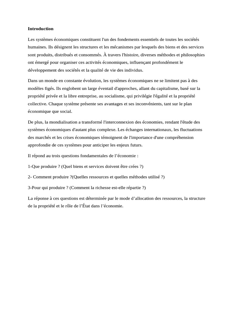 Systèmes économiques : types et enjeux | PDF | Économie | État