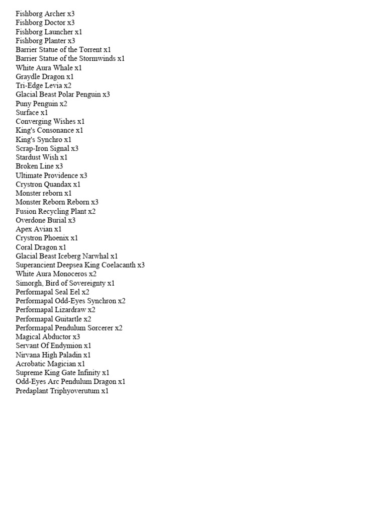 Yu-Gi-Oh! Fishborg Deck List | PDF