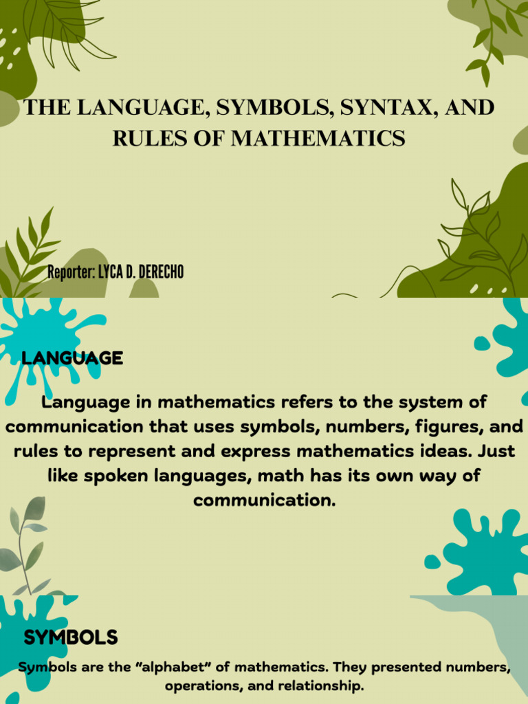 The Language, Symbols, Syntax, and Rules of Mathematics | PDF
