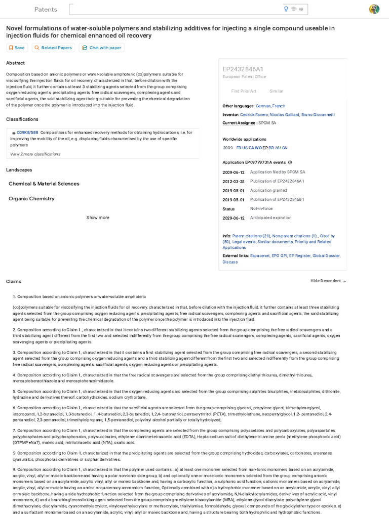 EP2432846A1 - Novel Formulations of Water-Soluble Polymers and ...