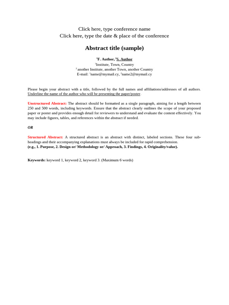 Abstract Submission Template Guide | PDF