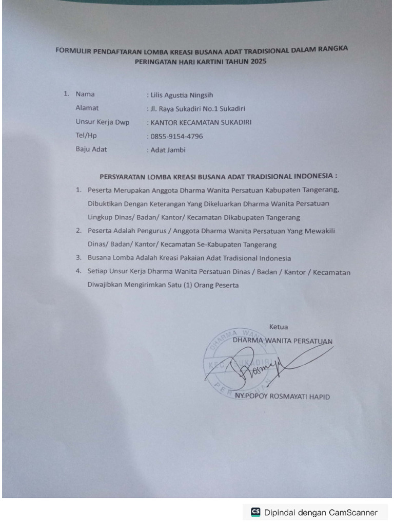 Formulir Lomba DWP | PDF