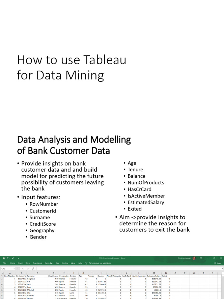 Data Mining Bank Customer Insights in Tableau | PDF