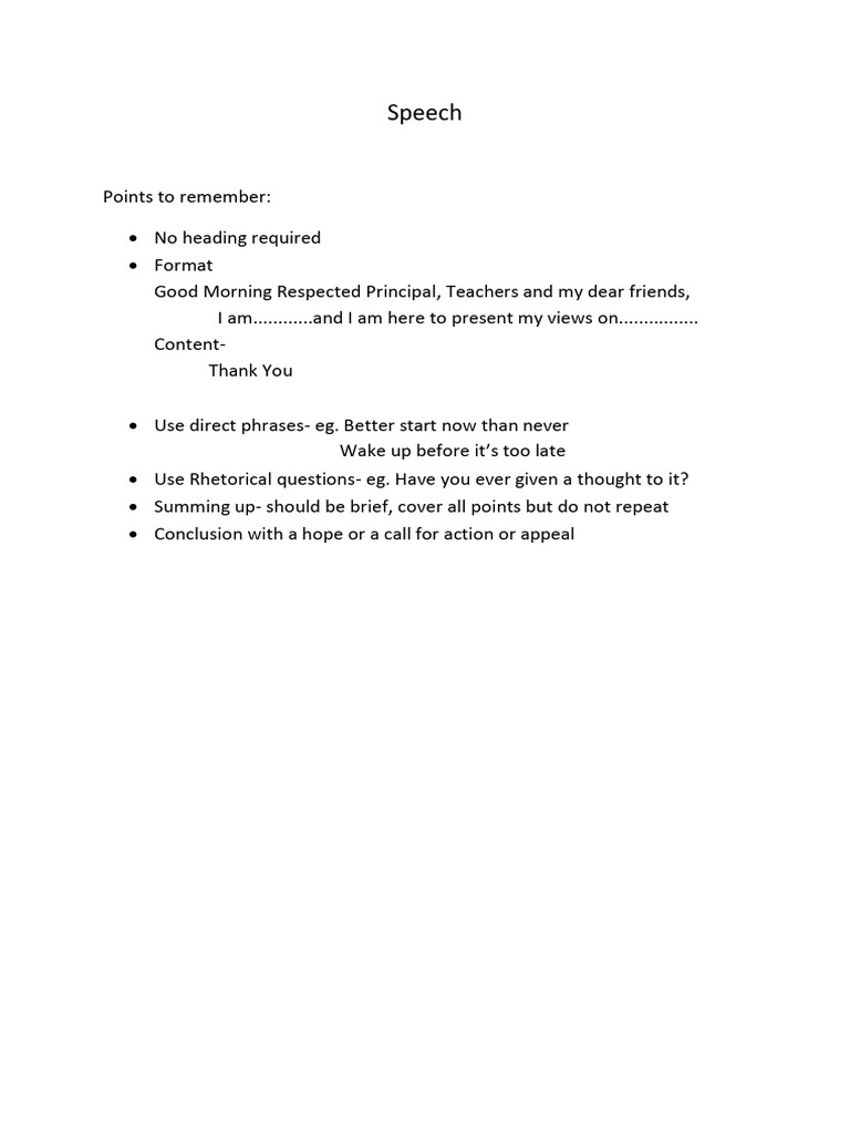 Morning Assembly Speech Guidelines | PDF