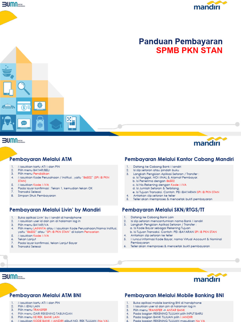 Panduan Pembayaran SPMB PKN STAN | PDF