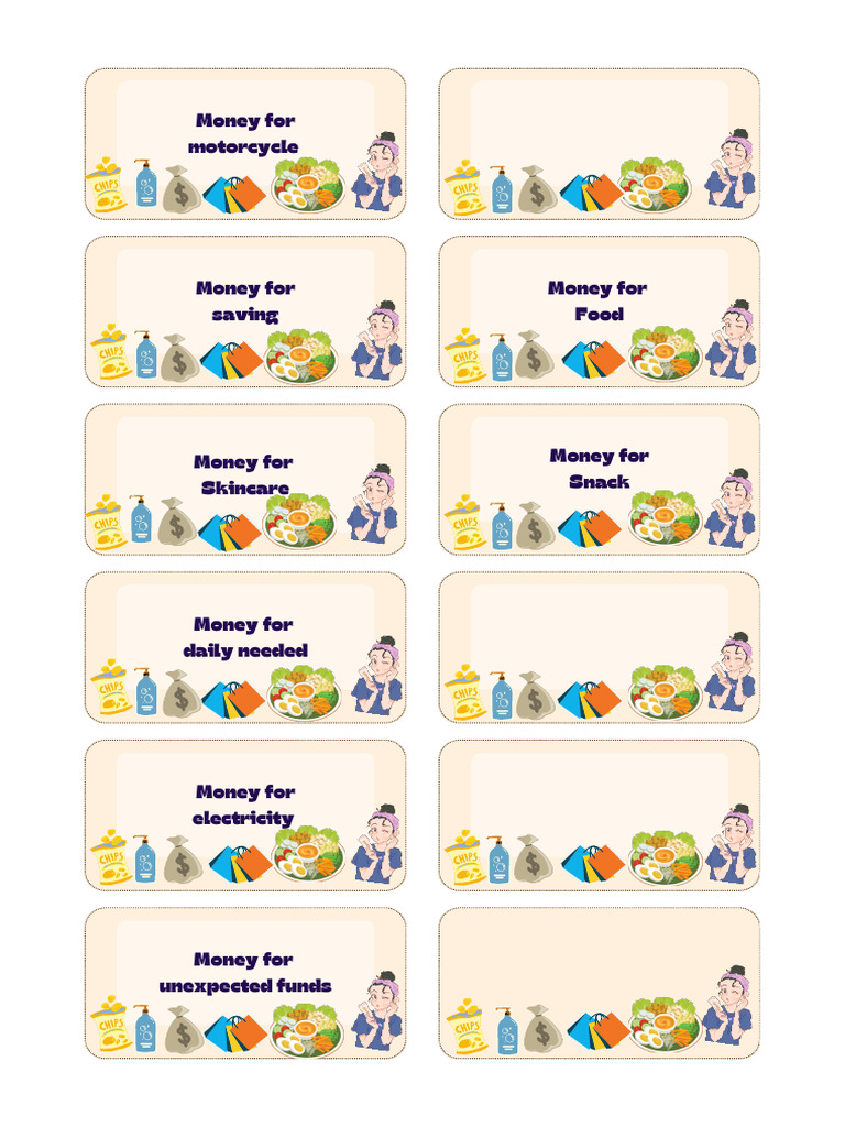 Krem Alat Tulis Ilustrasi Label Nama A4 PDF | PDF
